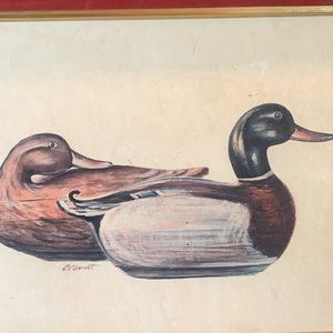 Vintage | Art | Rf Harnett Mallard Print In Wood W Burnet Reddish ...